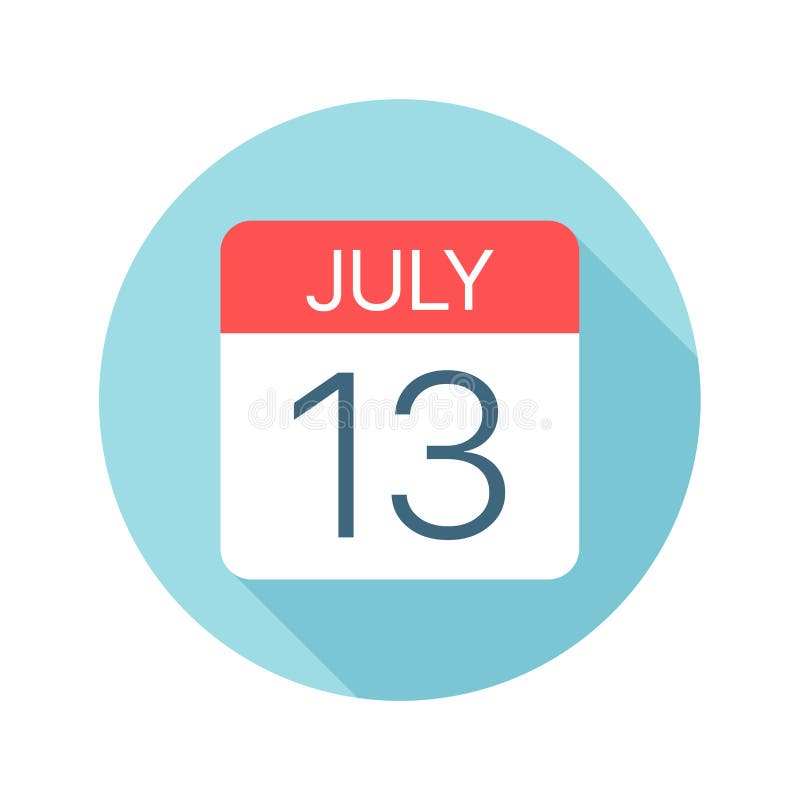 July 13 - Calendar Icon. Vector Illustration of One Day of Month Stock ...