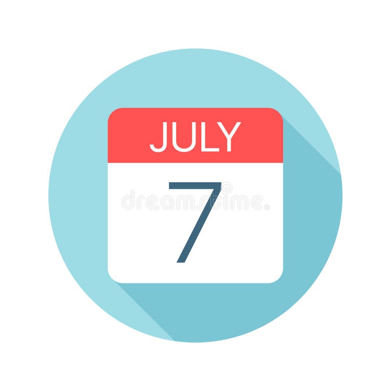 July 7 - Calendar Icon. Vector Illustration of One Day of Month Stock ...
