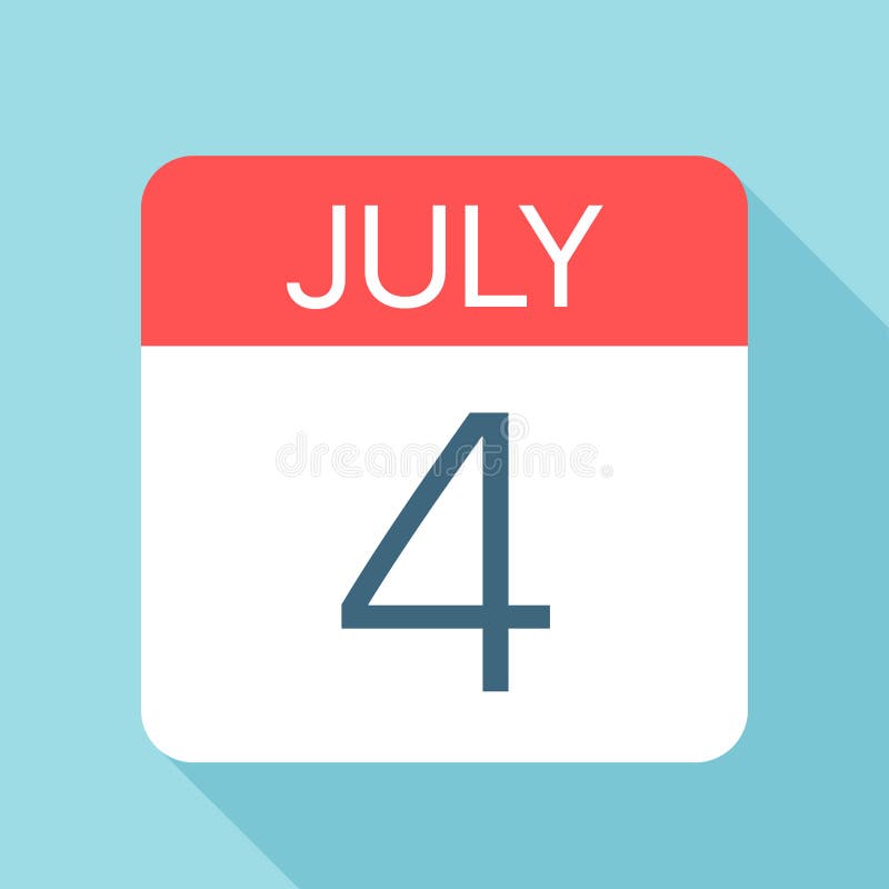 July 4 - Calendar Icon. Vector Illustration of One Day of Month Stock ...