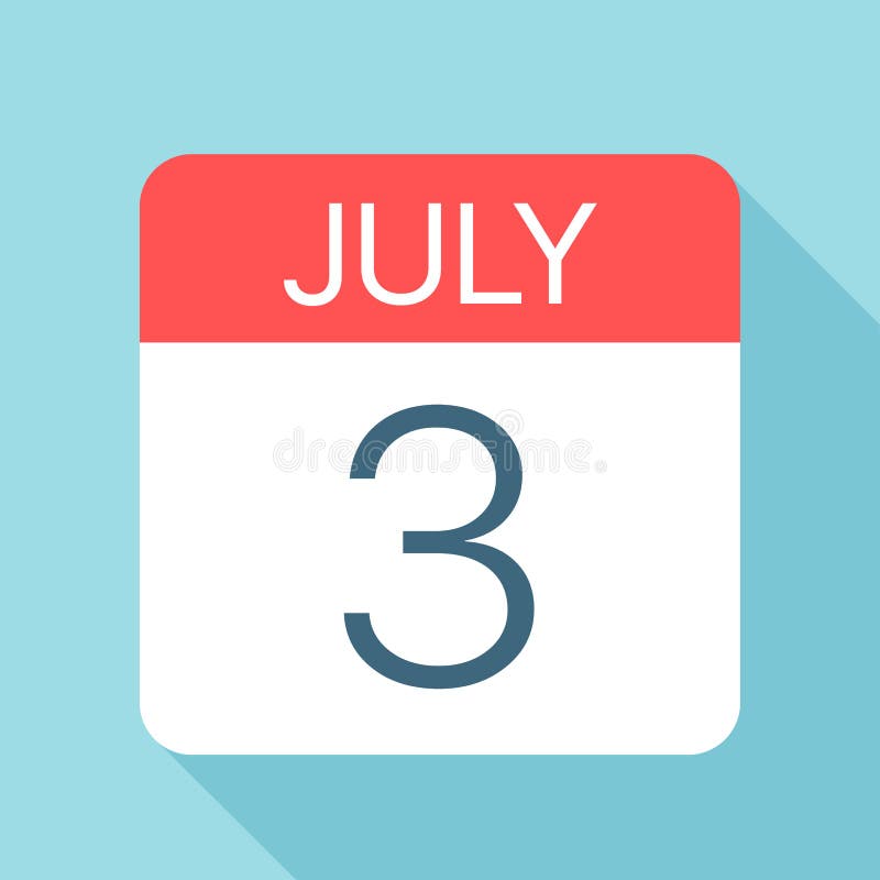 July 3 - Calendar Icon. Vector Illustration of One Day of Month Stock ...