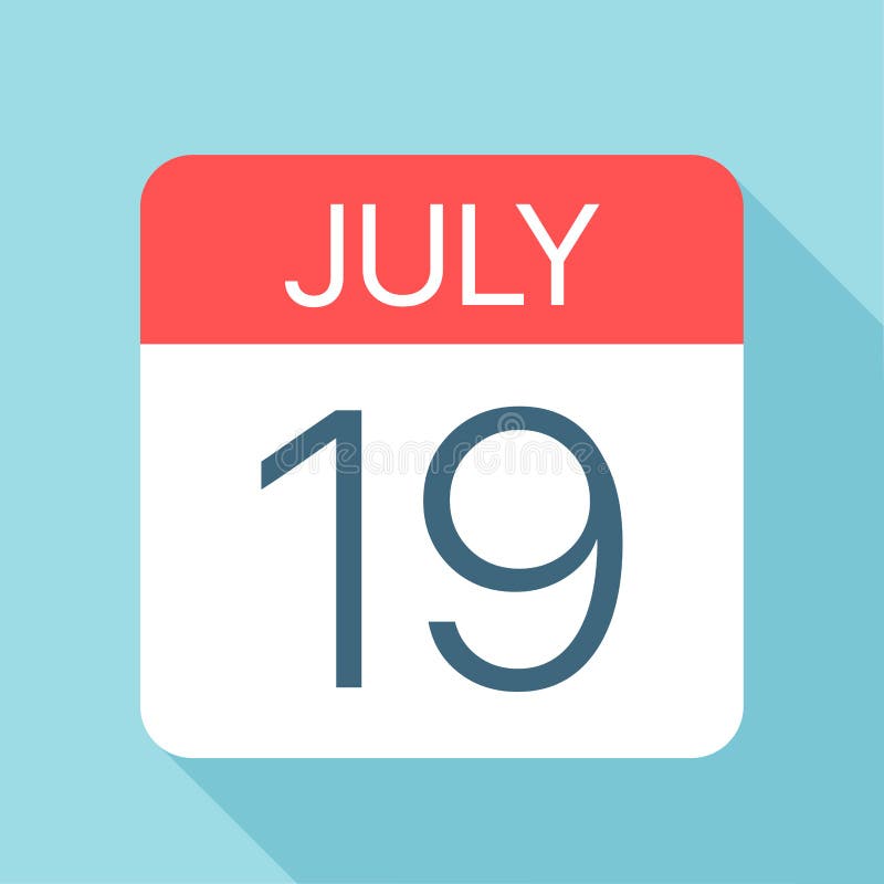 July 19 - Calendar Icon. Vector Illustration of One Day of Month Stock ...