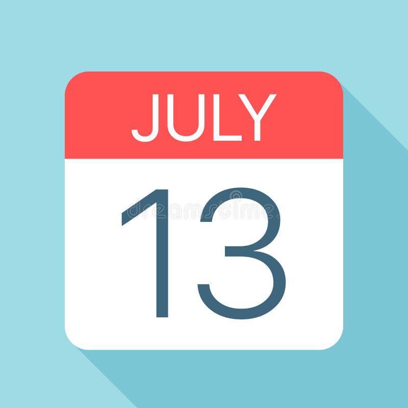 July 13 - Calendar Icon. Vector Illustration of One Day of Month Stock ...