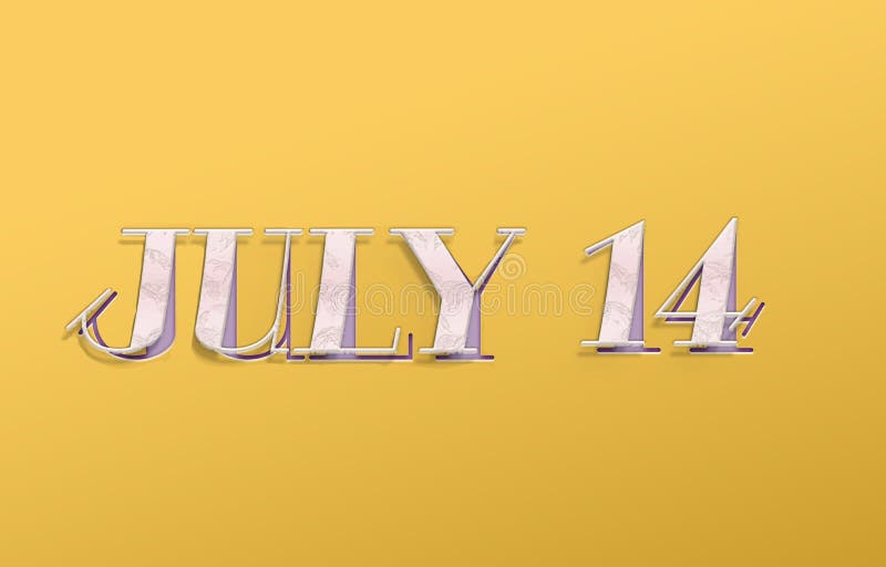 14 July, Calendar Icon. on Yellow Background Stock Illustration ...