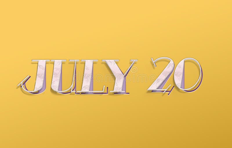 20 July, Calendar Icon. on Yellow Background Stock Illustration ...