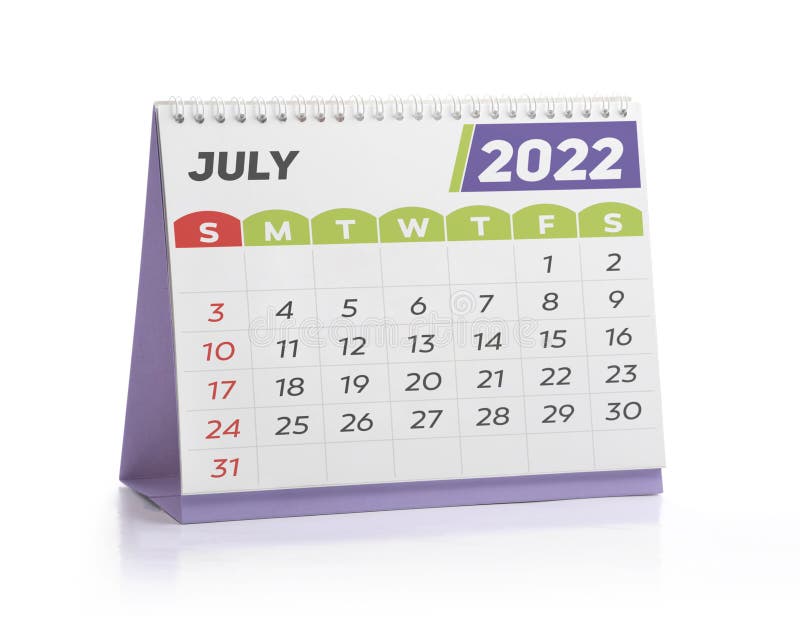 July Calendar 2022 January stock photo. Image of days - 237329630