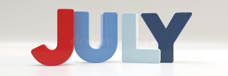 July Calendar Month - Letters in Multicolor Palette Stock Illustration ...