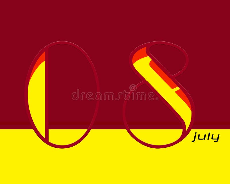 July 8, Calendar on Red and Yellow Background Stock Illustration ...