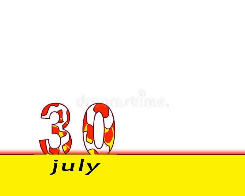 July 30, Calendar on White and Yellow Background Stock Illustration ...