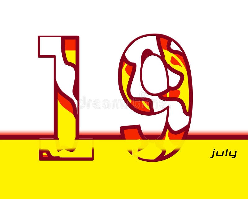 July 19, Calendar on White and Yellow Background Stock Illustration ...