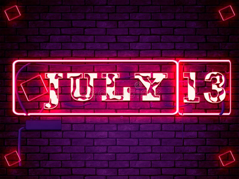 13 July, Monthly Calendar on Bricks Background Stock Illustration ...