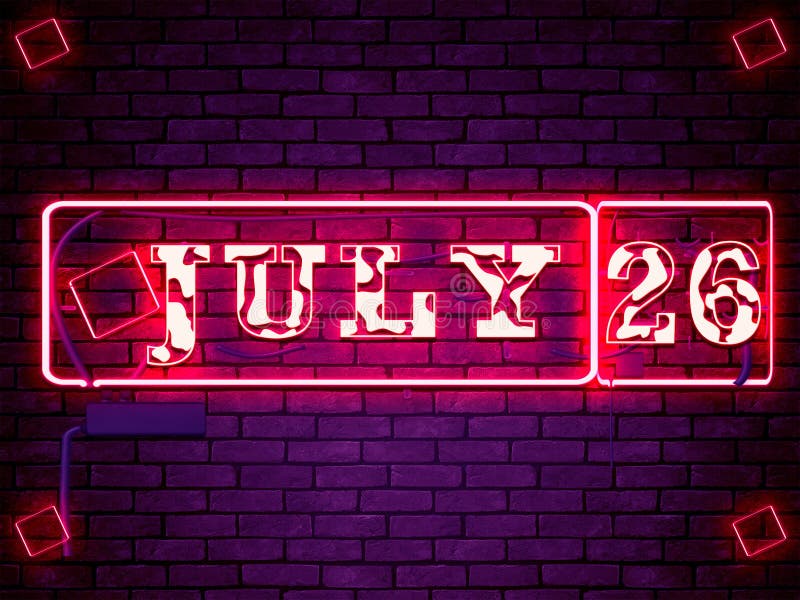 26 July, Monthly Calendar on Bricks Background Stock Illustration ...