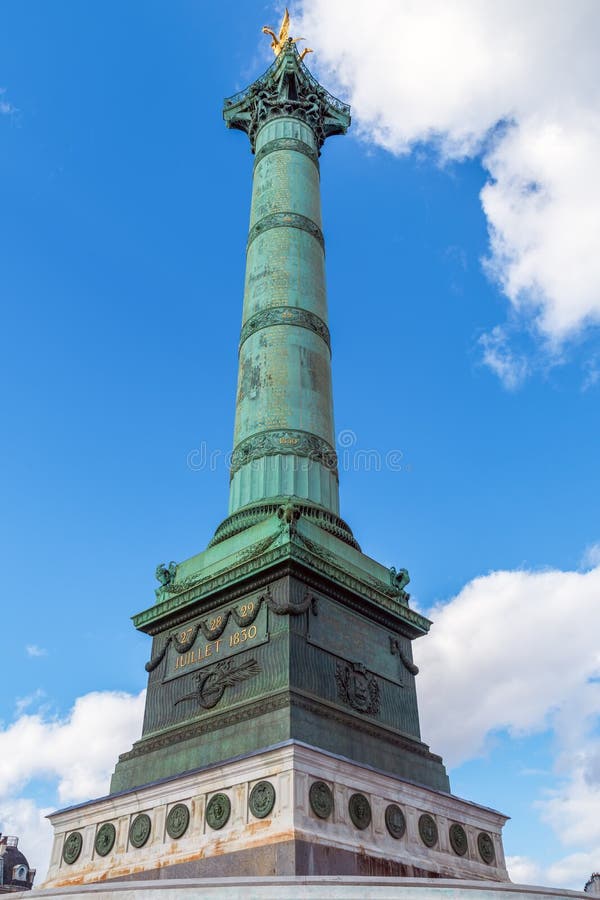 July Column at the Bastille Square in Paris Stock Image - Image of blue ...