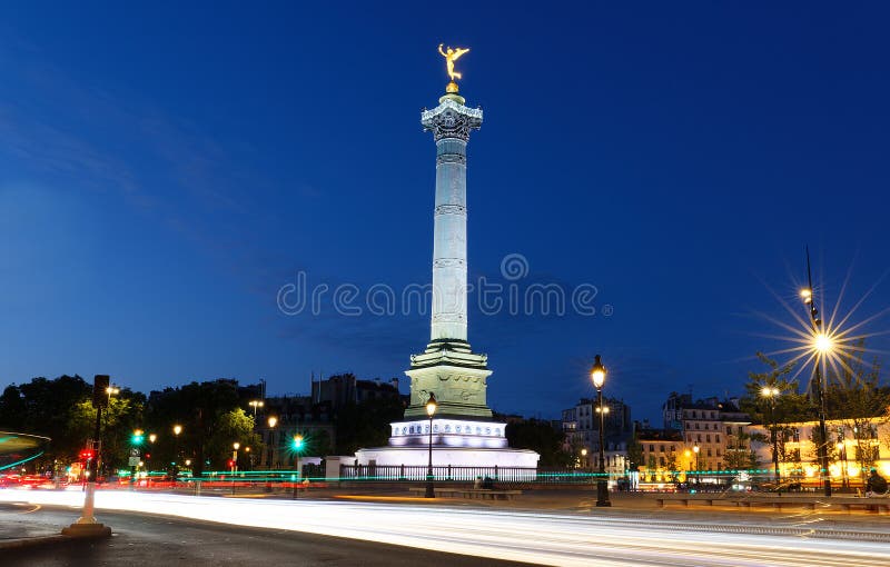 The July Column on Bastille Square in Paris, France. Stock Photo ...
