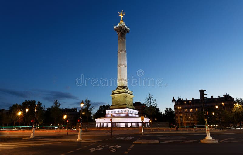 The July Column on Bastille Square in Paris, France. Stock Photo ...