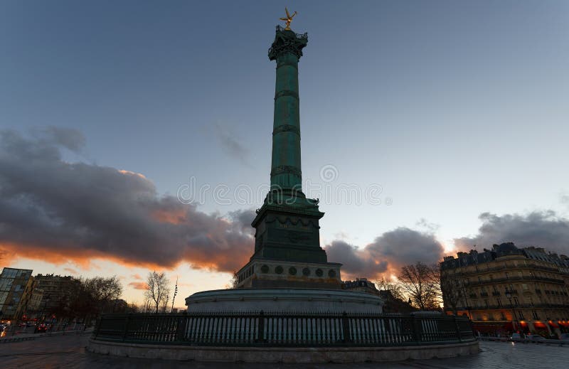 The July Column on Bastille Square in Paris, France. Stock Image ...