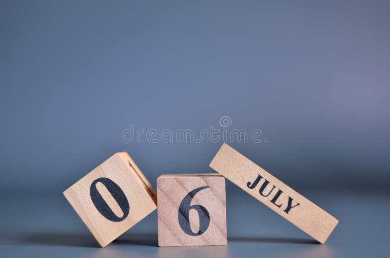 July 06, Cover in the Evening Time, Date Design with Number Cube for ...