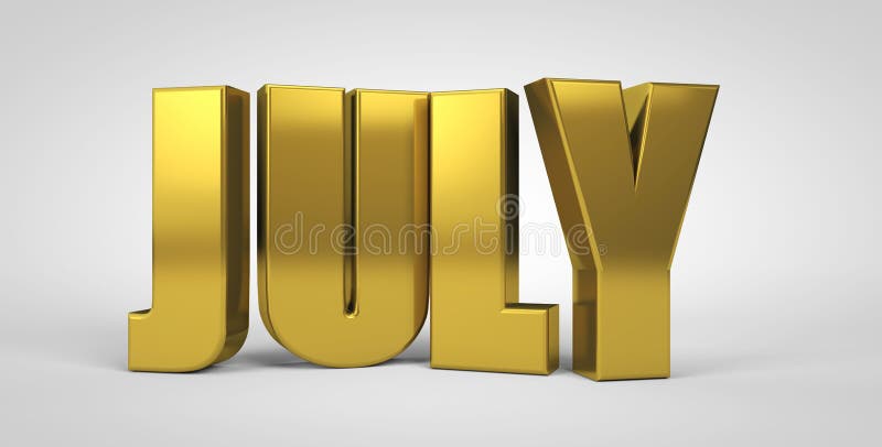 July 3d Gold Text Isolated on White, 3d Render Stock Illustration ...