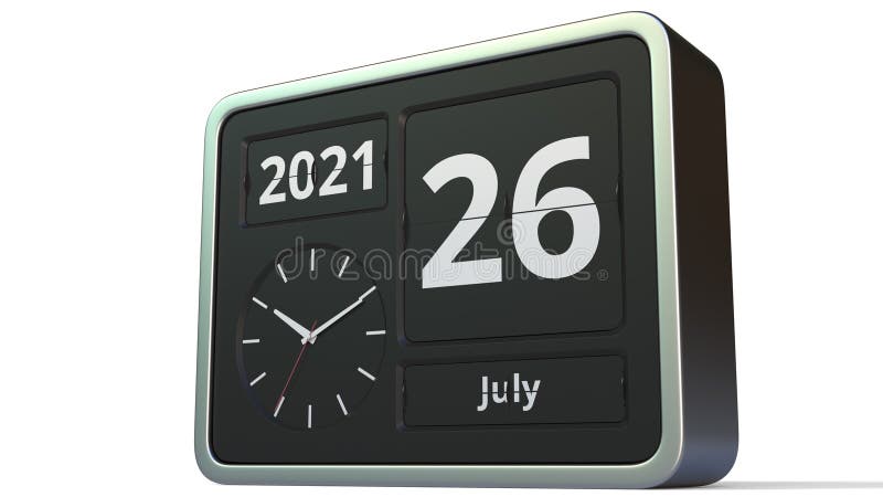 July 26 Date on the Classic Flip Clock Calendar, 3d Rendering Stock ...
