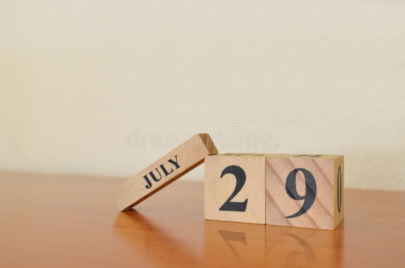 July 29, Date Design with Calendar Cube on Wooden Table Background ...