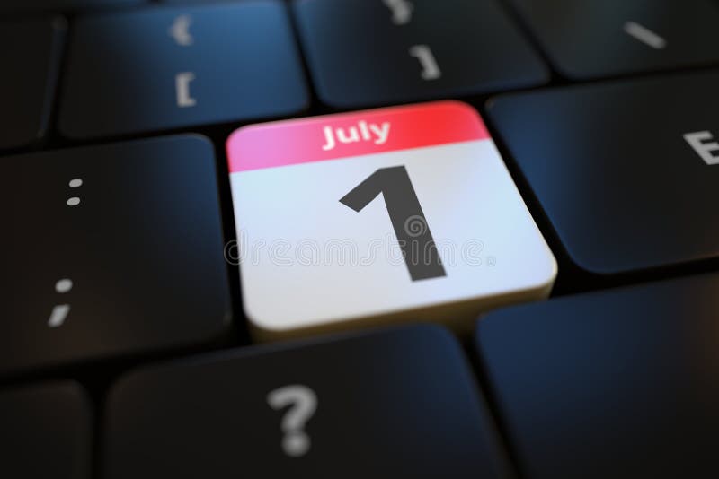 July 1 Date on a Keyboard Key, 3d Rendering Stock Photo - Image of ...