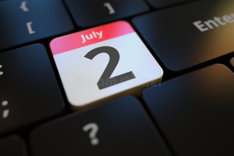 July 2 Date on a Keyboard Key, 3d Rendering Stock Illustration ...