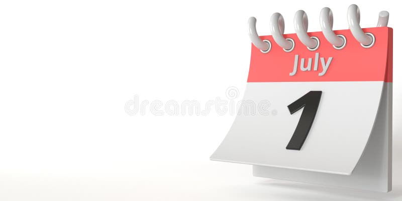 July 1 Date on a Tear-off Calendar, 3d Rendering Stock Illustration ...
