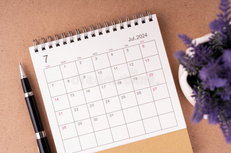July 2024 desk calendar stock photo. Image of organization - 303962946