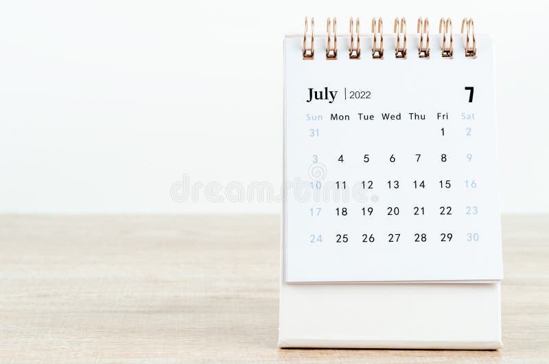 July 2022 Desk Calendar on the Table Stock Image - Image of modern ...