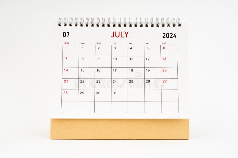 July 2024 Desktop Calendar Isolated on White Background Stock Photo ...