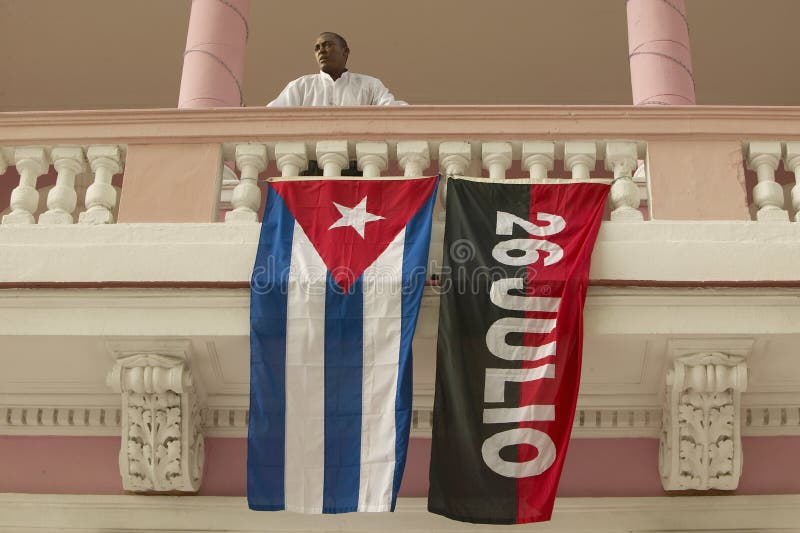 26 July Flag and Cuban Flag, Havana, Cuba Editorial Image - Image of ...
