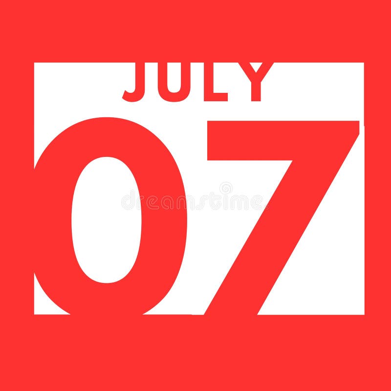 July 7 . Flat Modern daily Calendar Icon .date ,day, Month Stock ...