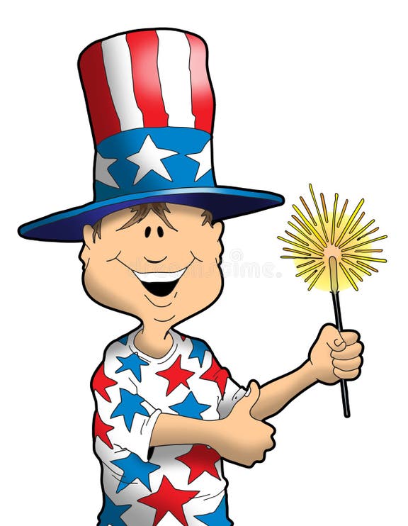 July Fourth Clip Art , a Man Celebrating the Fourth of July. Stock ...