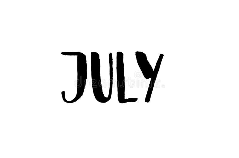 July. Handwritten Text. Modern Calligraphy Stock Illustration ...