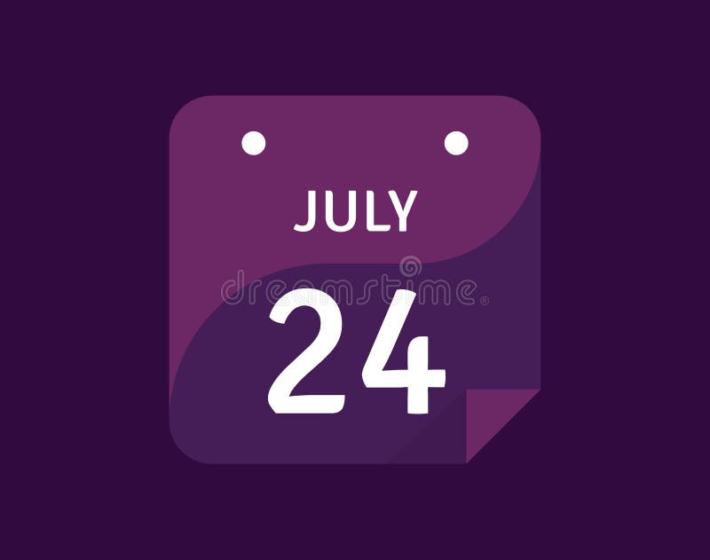 24 July, July 24 Icon Single Day Calendar Vector Illustration Stock ...