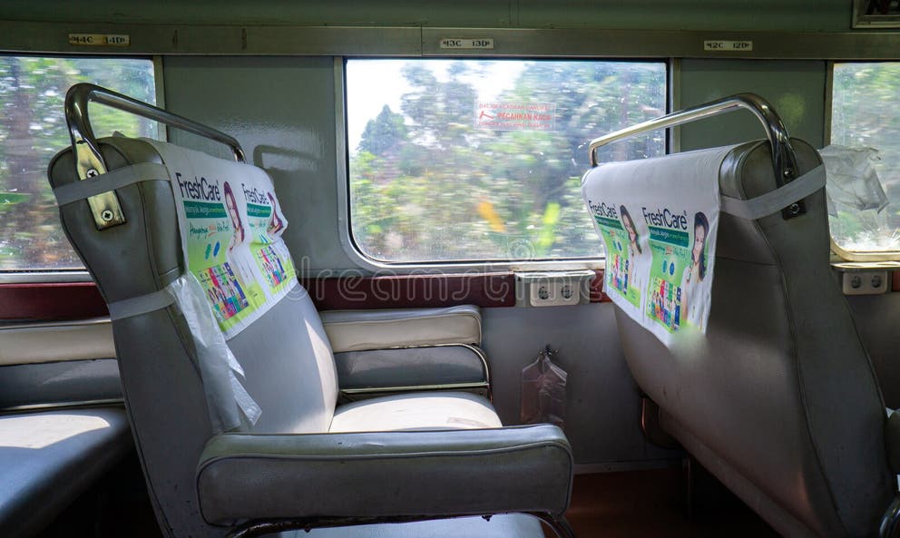 July 25 2015. Indonesia - Interior View of Empty Train Compartment with ...