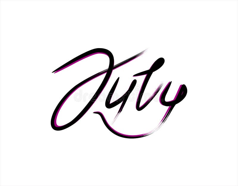 July Lettering Text on White Background in Vector Illustration Stock ...