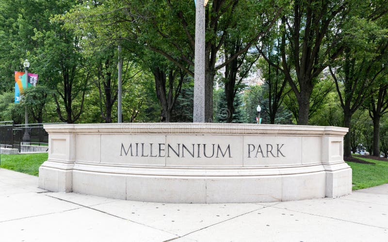 The Millennium Park Sign in Chicago Illinois Editorial Stock Image ...