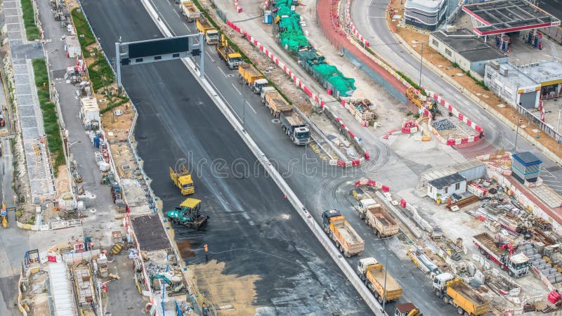 July 6 2025 Modern Road Construction Site with Heavy Machinery and ...