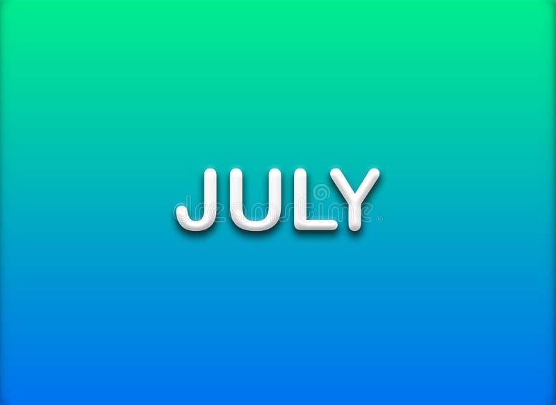 July Month Name Design Illustration. Name of the Month Background ...