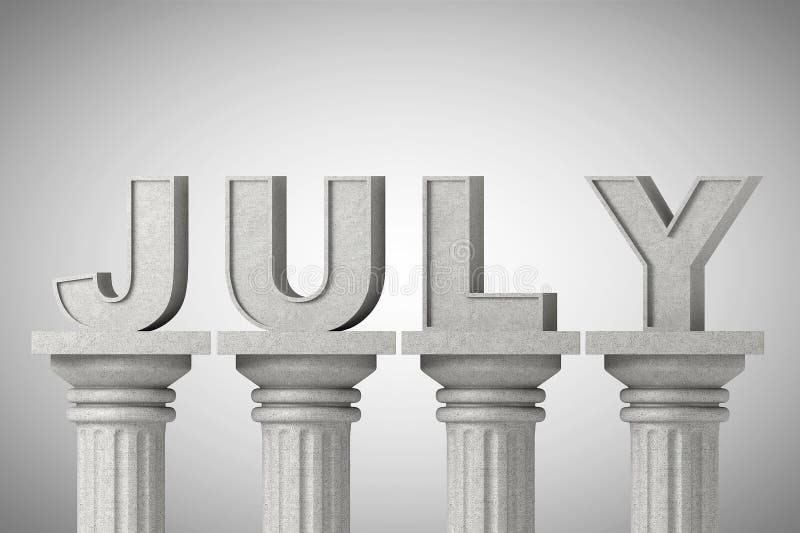July Month Sign on a Classic Columns Stock Illustration - Illustration ...