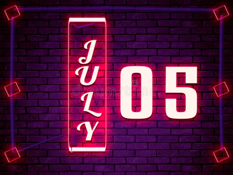 05 July, Monthly Calendar on Bricks Background Stock Illustration ...