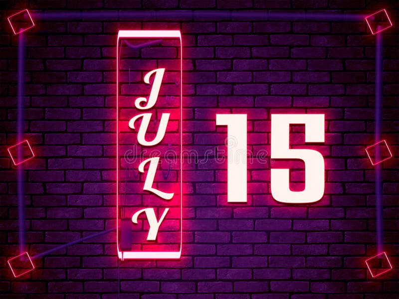 15 July, Monthly Calendar on Bricks Background Stock Illustration ...