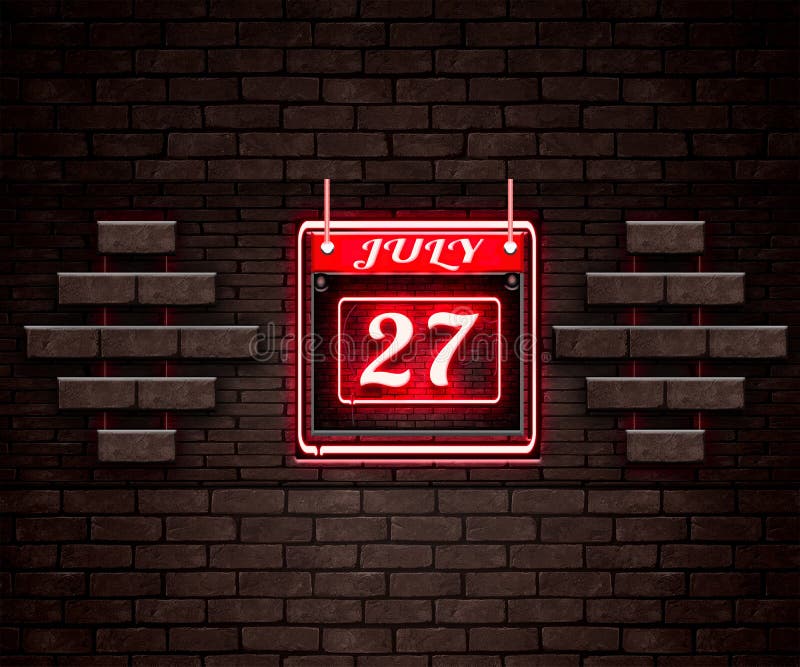 27 July, Monthly Calendar on Bricks Background Stock Illustration ...