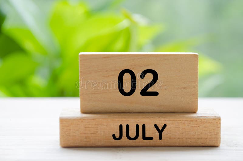 July 2nd Calendar Text on Wooden Blocks with Customizable Space for ...