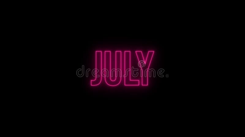 July. Neon Effect on the Outline of the Month Names Stock Video - Video ...