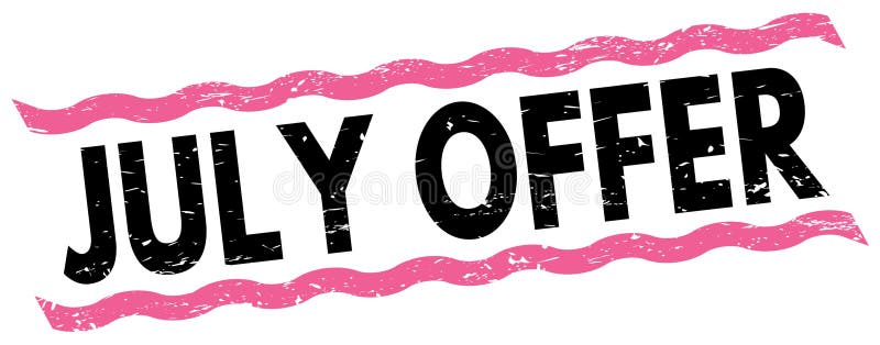 JULY OFFER Text on Pink-black Lines Stamp Sign Stock Illustration ...
