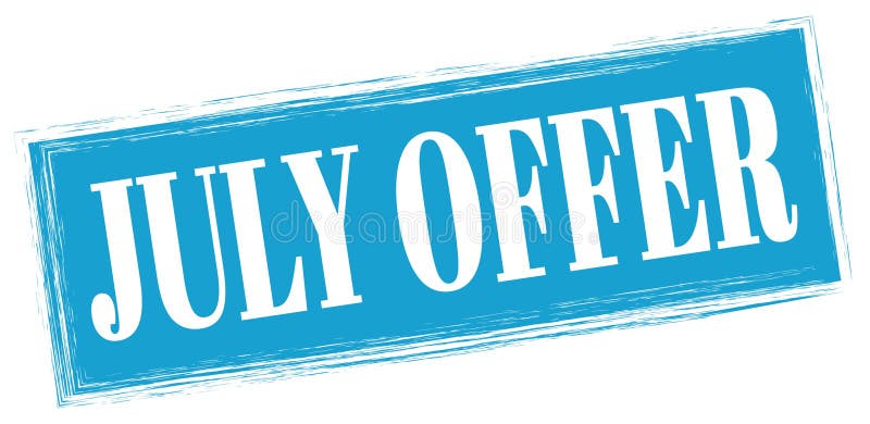 JULY OFFER Text Written on Blue Stamp Sign Stock Illustration ...