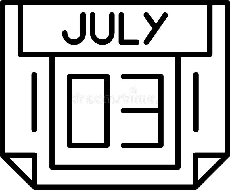 3 July Outline Vector Icon stock vector. Illustration of vector - 388826286