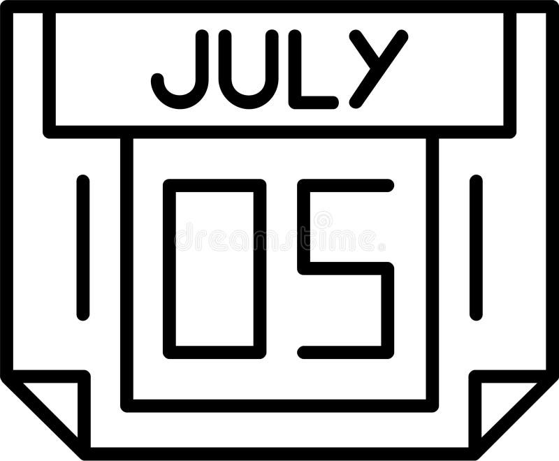 5 July Outline Vector Icon stock vector. Illustration of calendar ...