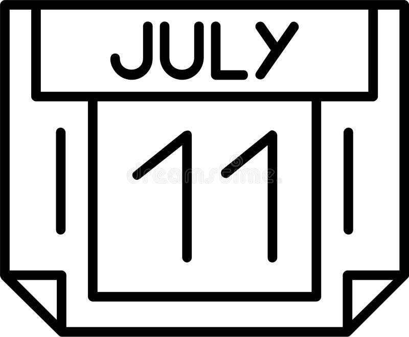 11 July Outline Vector Icon Stock Vector - Illustration of date, month ...